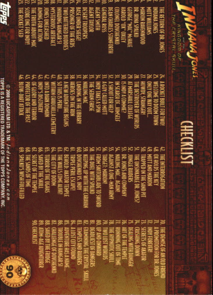 2008 Topps Indiana Jones and the Kingdom of the Crystal Skull #90 ...