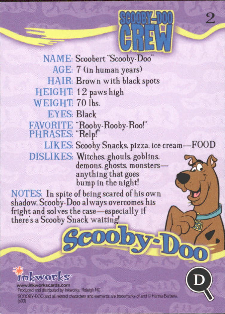 2003 Inkworks Scooby Doo Mysteries and Monsters #2 Scooby Doo - NM-MT