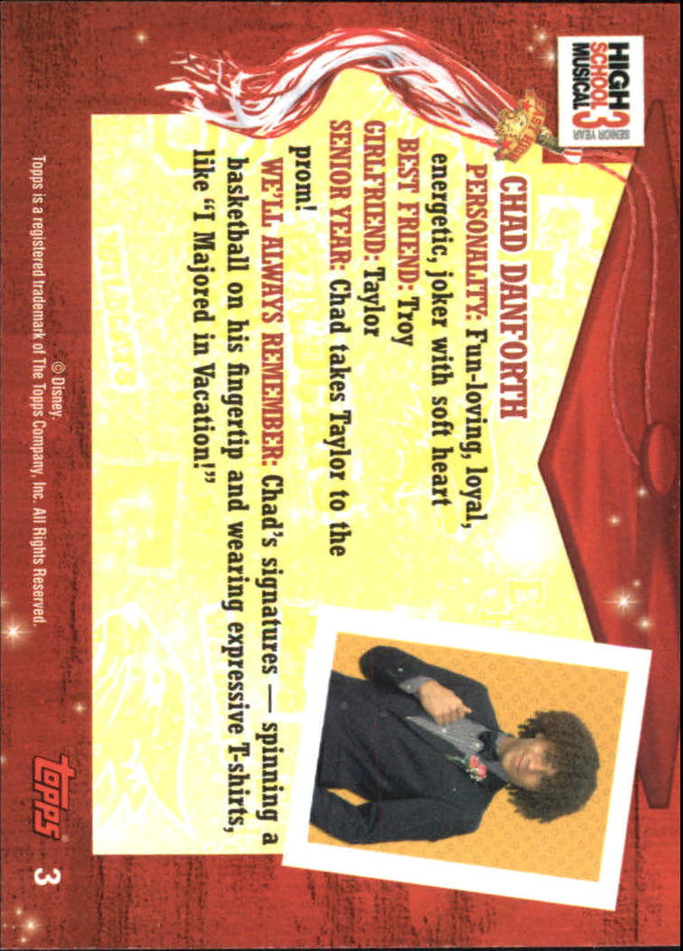 2008 Topps High School Musical 3 #3 Chad Danforth - NM-MT