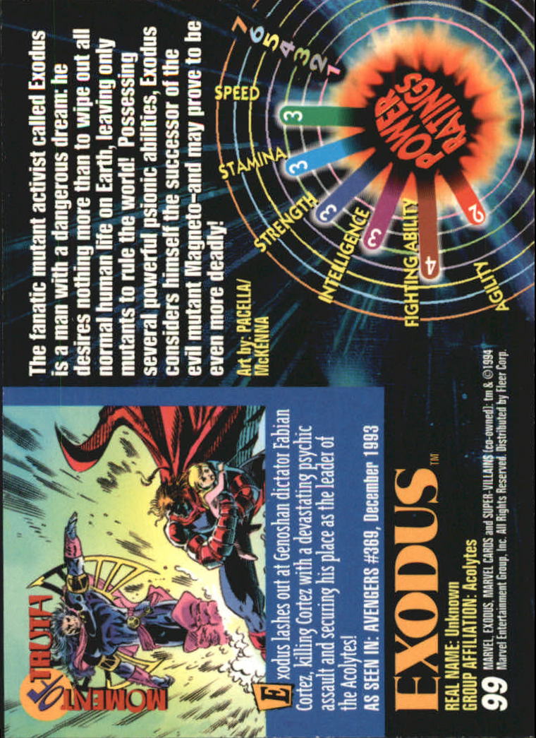 1994 Fleer Marvel Universe V #99 Exodus - NM-MT