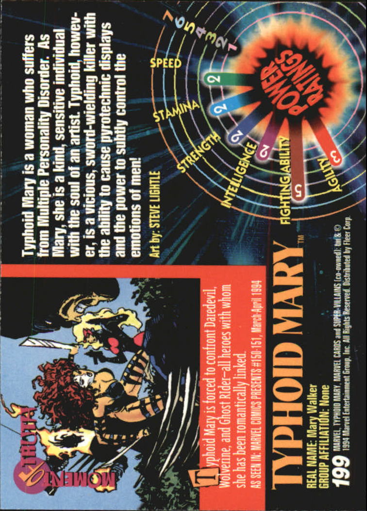 1994 Fleer Marvel Universe V #199 Typhoid Mary - NM-MT