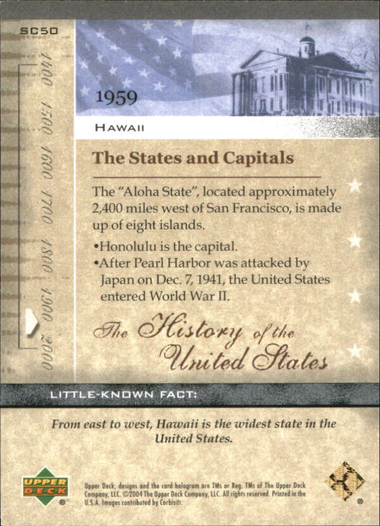 2004 Upper Deck History of the United States #SC50 Hawaii - NM-MT