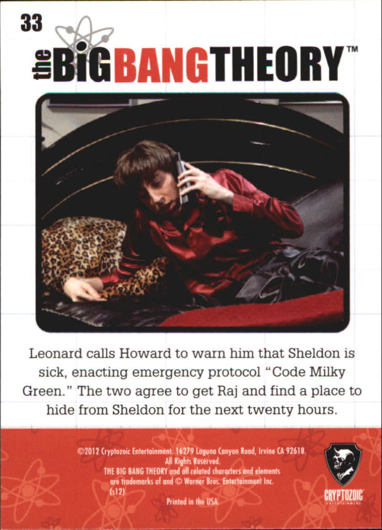 2012 Cryptozoic The Big Bang Theory Seasons One and Two #33 Code Milky ...