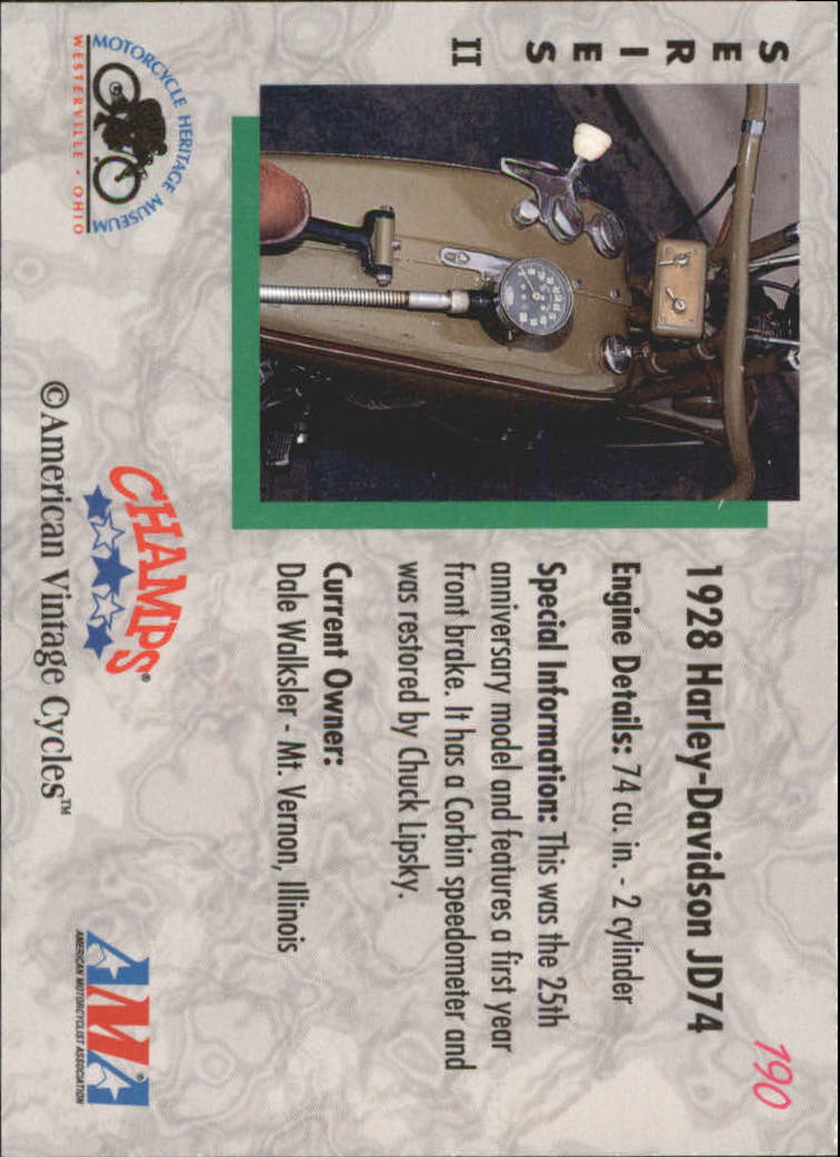 1992-93 Champs American Vintage Cycles #190 1928 Harley-Davidson JD74 ...