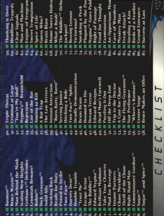 1995 Fleer Ultra Batman Forever #120 Checklist - B1790 - NM-MT