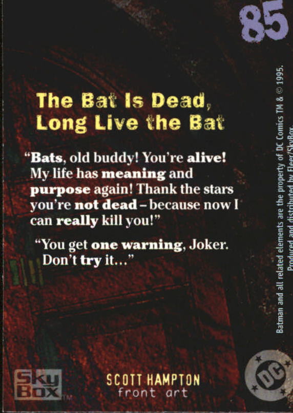 1995 SkyBox Batman Master Series #85 The Bat Is Dead, Long Live the Bat ...