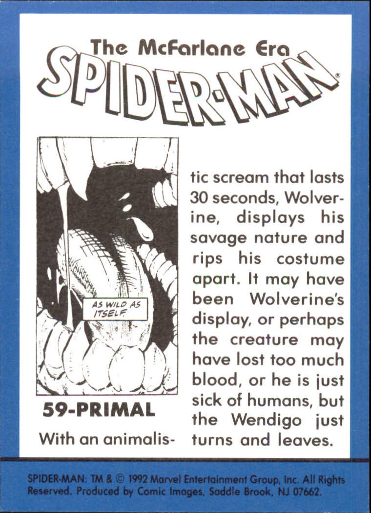 1992 Comic Images Spider-Man Todd McFarlane Era #59 Primal - A9992 - NM-MT