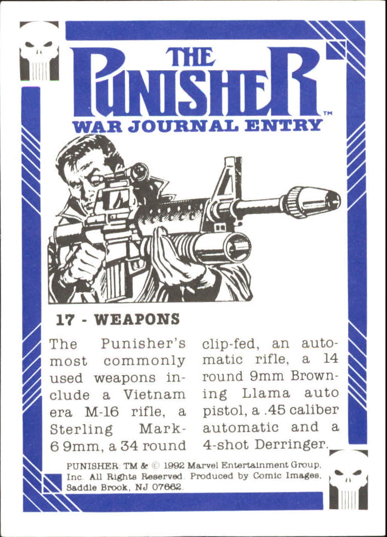 1992 Comic Images The Punisher Guts and Gunpowder #17 Weapons - NM-MT ...