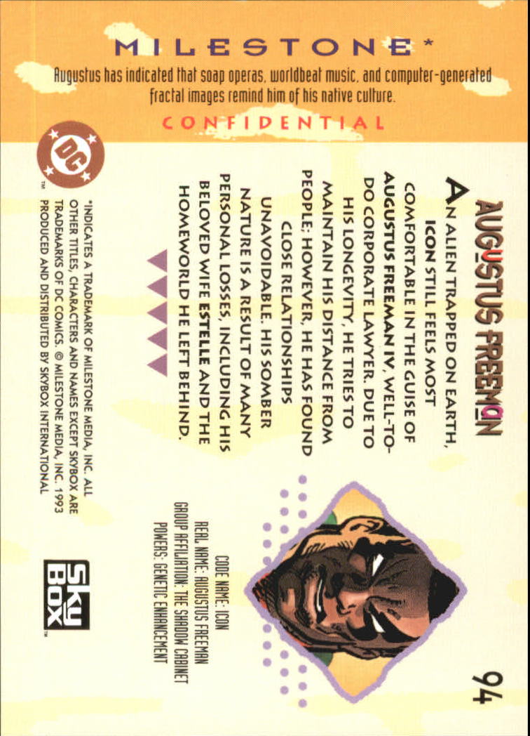 1993 SkyBox DC Milestone The Dakota Universe #94 Augustus Freeman - NM-MT