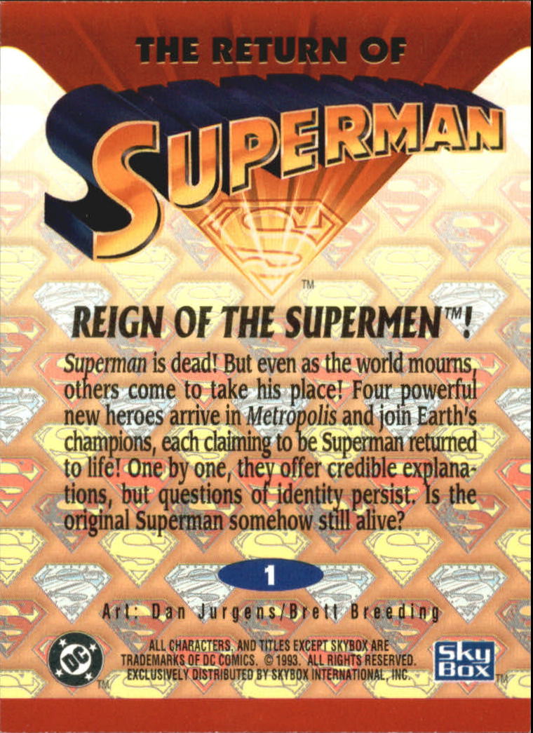 1993 SkyBox Return of Superman #1 Reign of the Supermen - NM-MT