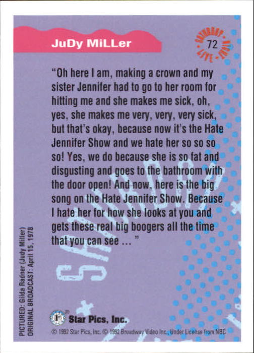 1992 Star Pics Saturday Night Live #72 Judy Miller - B1108 - NM-MT