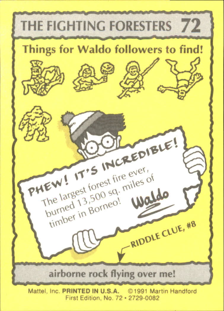 1991 Mattel Where's Waldo? #72 airborne rock flying over me - NM-MT