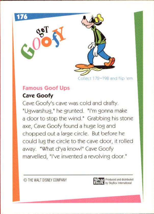 1992 SkyBox Disney Series Two #176 Cave Goofy - A6281 - NM-MT