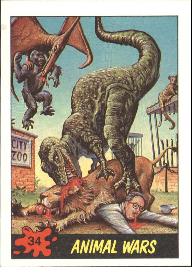 1988 Topps Dinosaurs Attack #34 Animal Wars - NM-MT