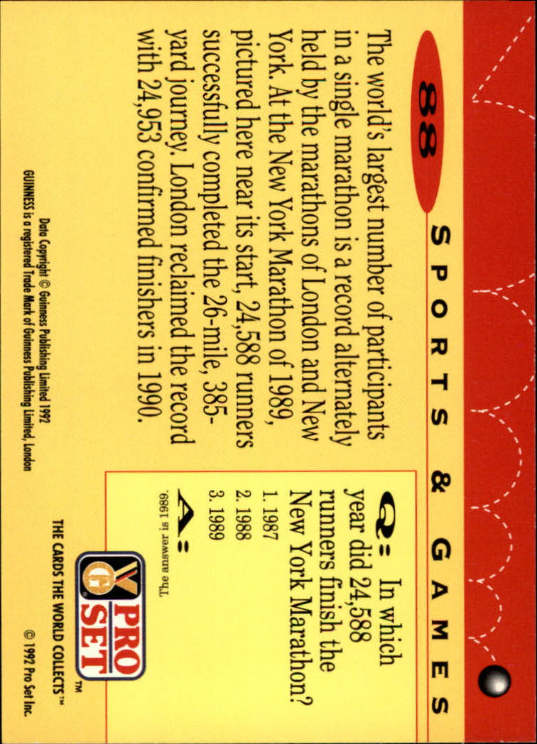1992 Pro Set Guinness Book of Records #88 Biggest Field by Far - A5897 ...