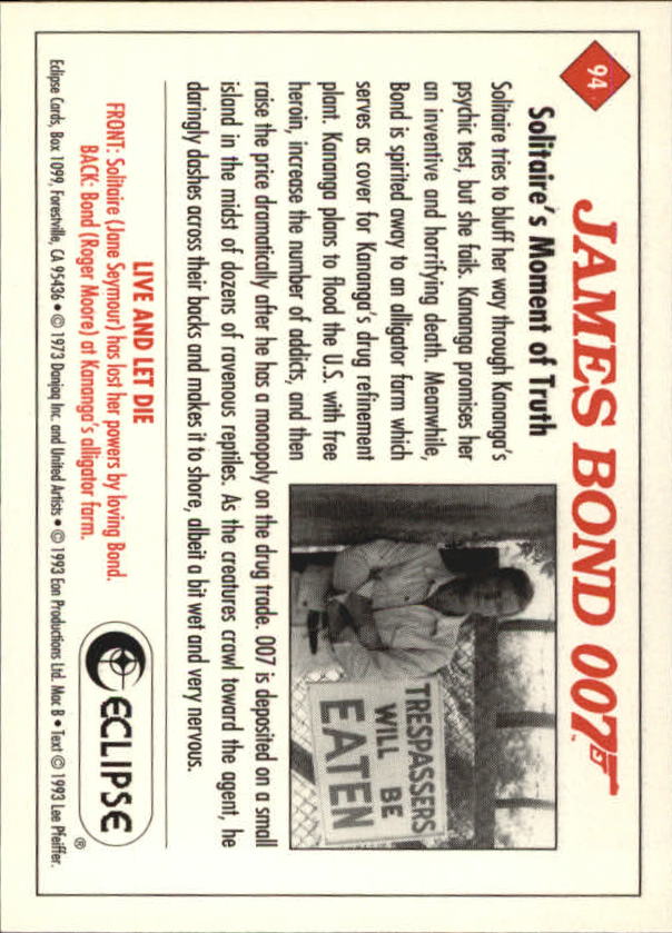 1993 Eclipse James Bond 007 Series Two #94 Solitaire's Moment of Truth ...