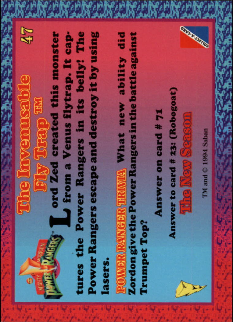 1994 Collect-A-Card Power Rangers The New Season #47 The Invenusable ...