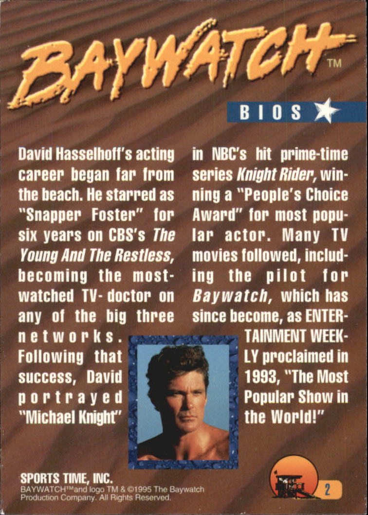 1995 Sports Time Baywatch #2 David Hasselhoff's Acting Career Began ...