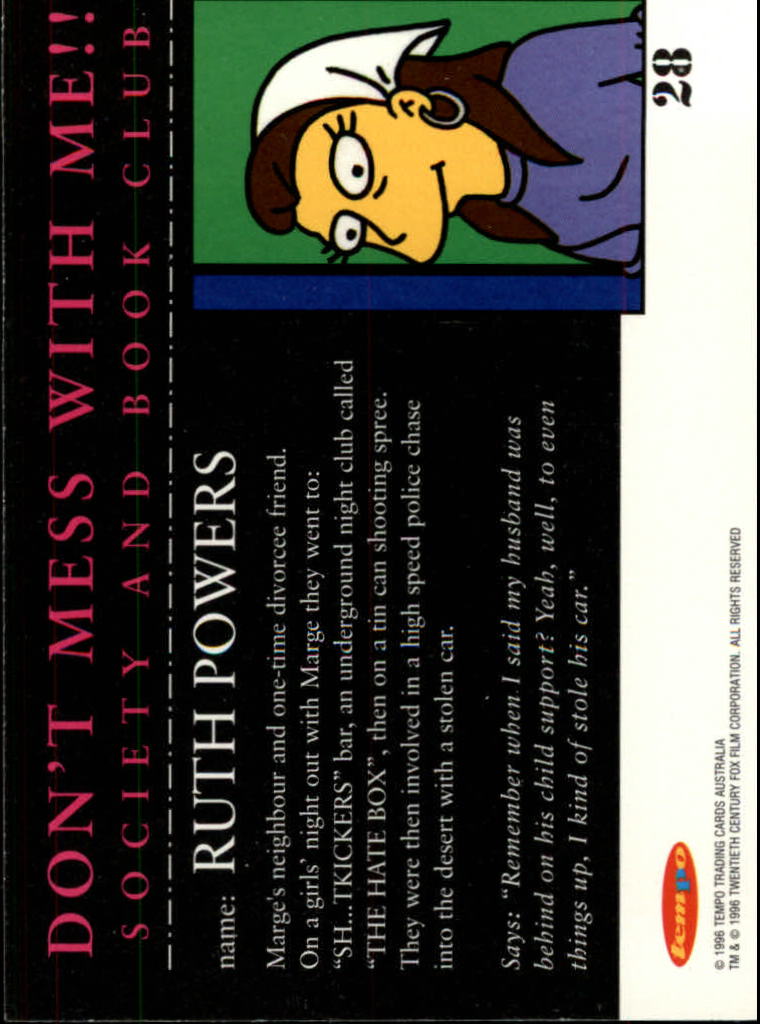 1996 Tempo The Simpsons Down Under #28 Ruth Powers - NM-MT