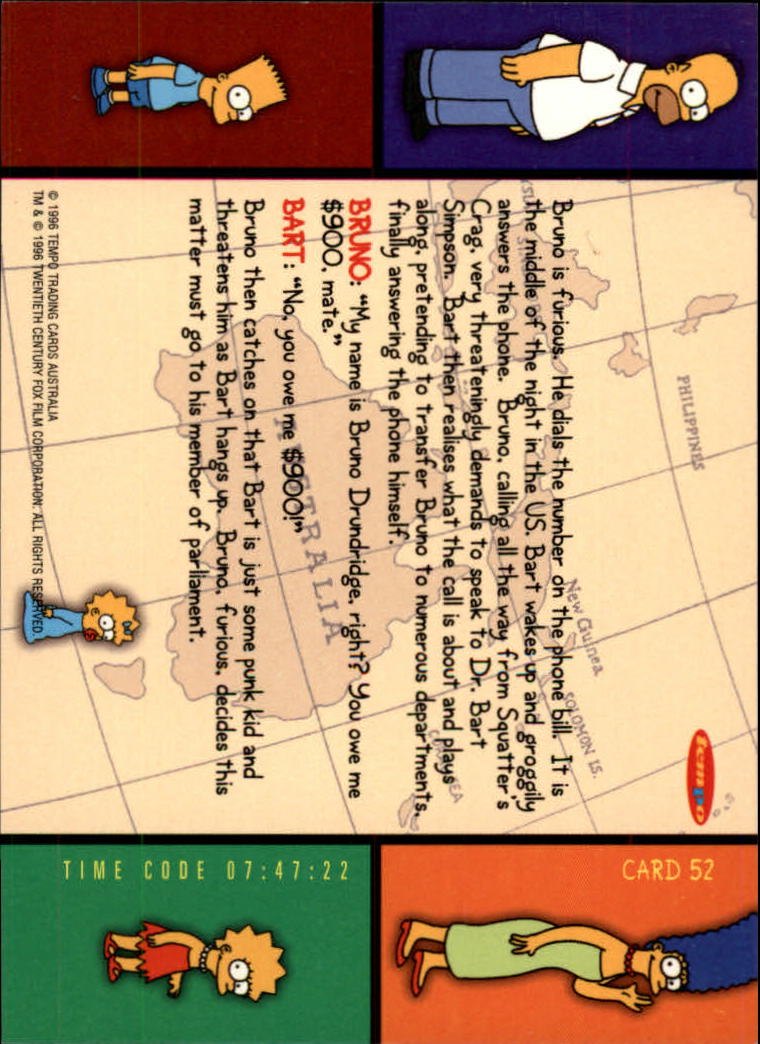 1996 Tempo The Simpsons Down Under #52 Bart vs. Australia - NM-MT