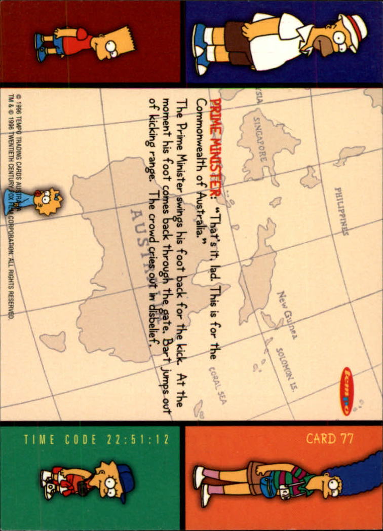 1996 Tempo The Simpsons Down Under #77 Bart vs. Australia - NM-MT