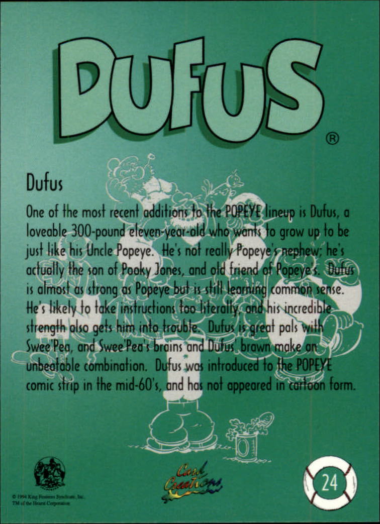 1994 Card Creations Popeye #24 Dufus - NM-MT