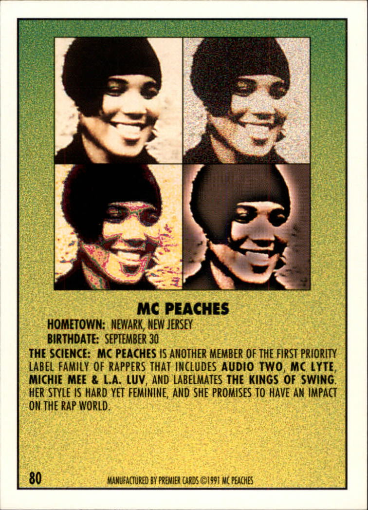 1991 Premier Rap Pack #80 MC Peaches - NM-MT