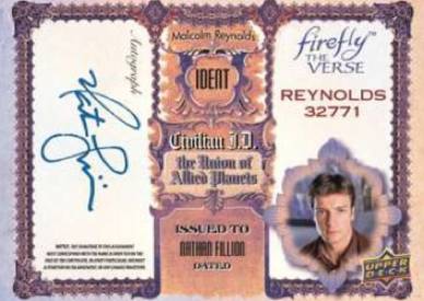 2015 Upper Deck Firefly: The Verse Autographs Checklist