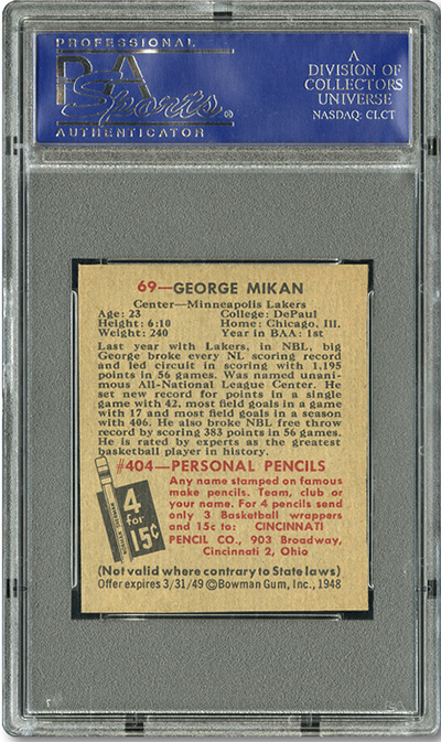 PSA 10 1948 Bowman George Mikan Rookie Card Expected to Break Records