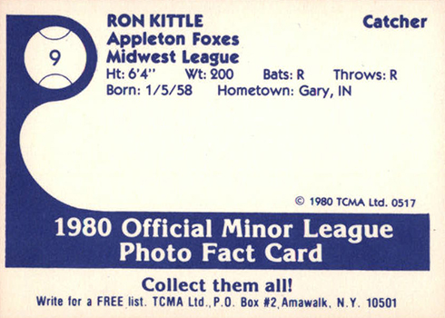 1980 Appleton Foxes TCMA Checklist, Price Guide, Baseball Card Details