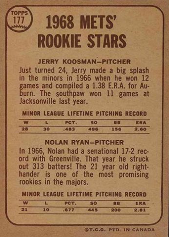 Nolan Ryan Rookie Card Guide, Checklist and History