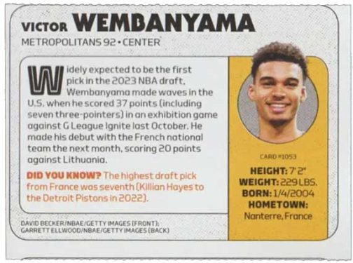 First Victor Wembanyama Card in Sports Illustrated Kids