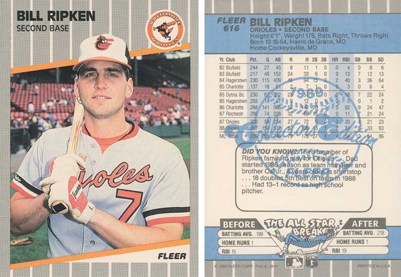 1989 Fleer Bill Ripken F-Face Variations and History