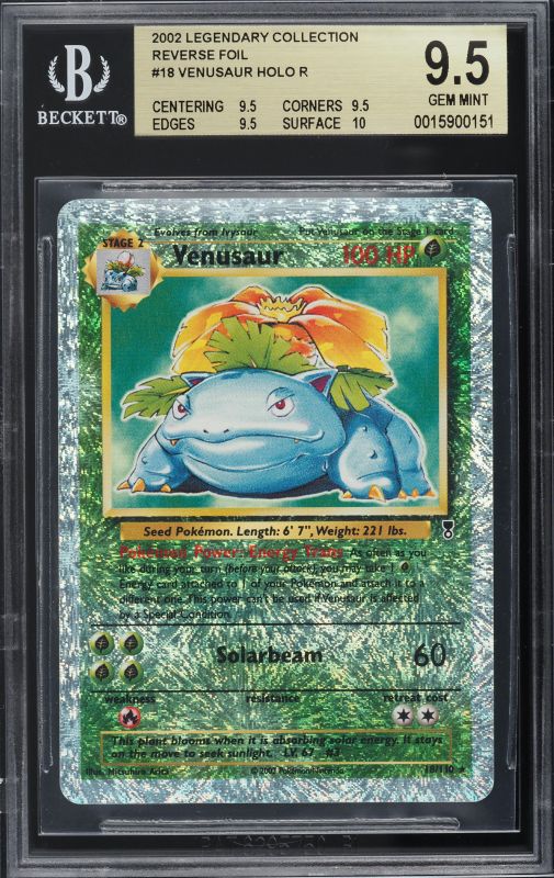 Graded: 2002 Pokémon Legendary Collection Reverse Foil #18 Venusaur ...