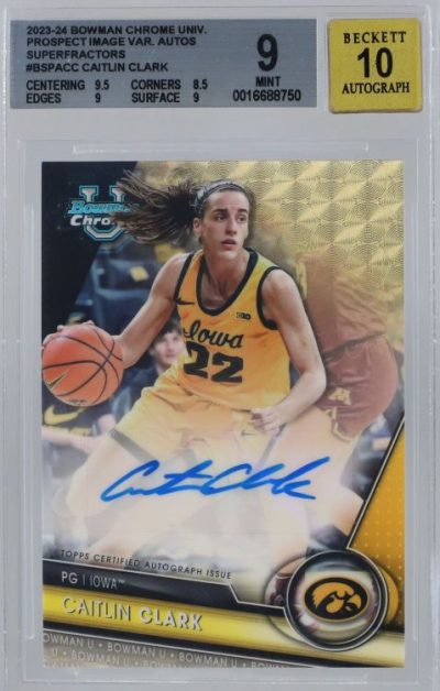 Value on Caitlin Clark 2023-24 Bowman Chrome University Cards still ...