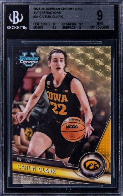Value on Caitlin Clark 2023-24 Bowman Chrome University Cards still ...