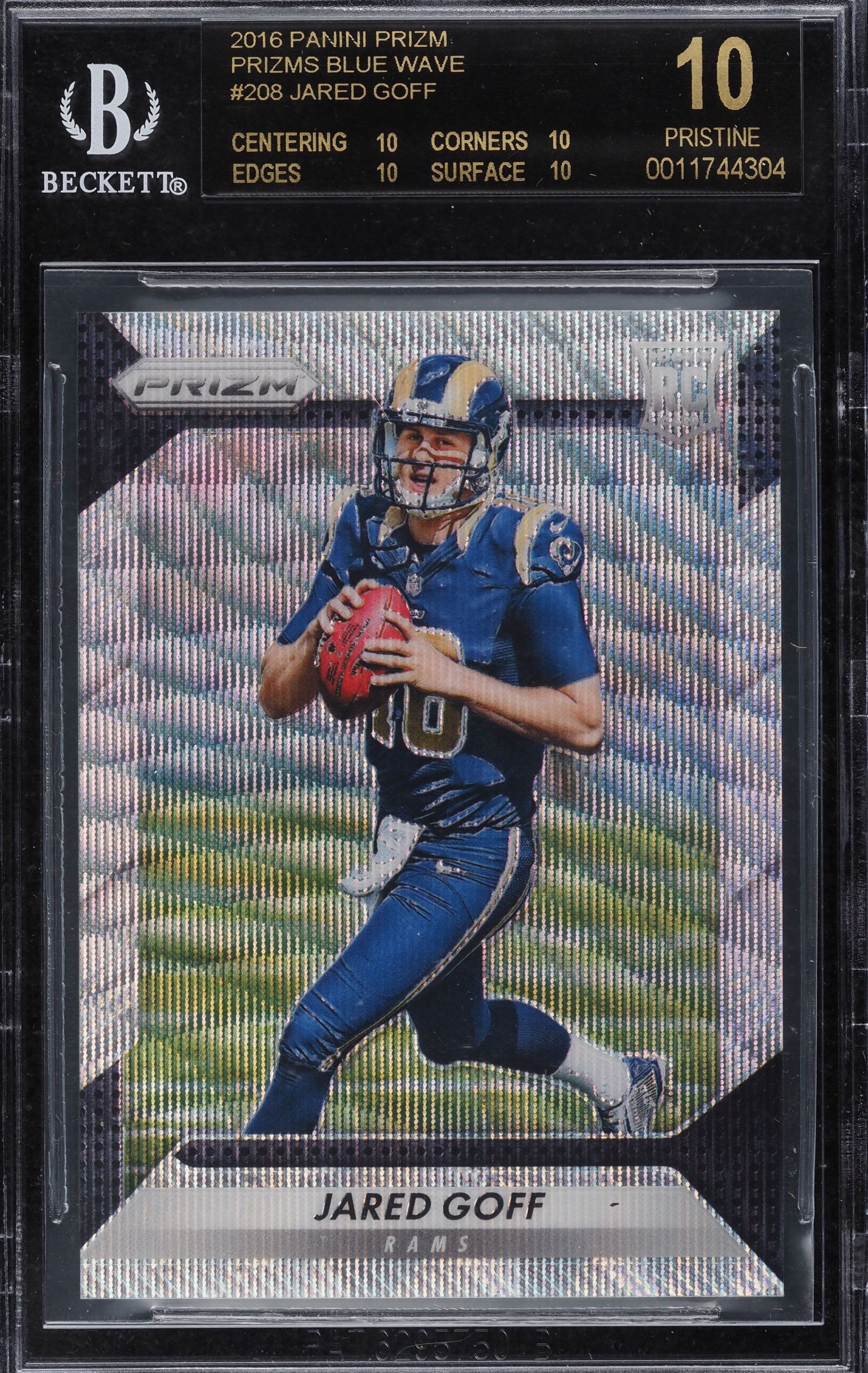 Jared Goff SP 2016 Panini Prizm Prizms Blue Wave #208 RC Gets BGS Grade ...
